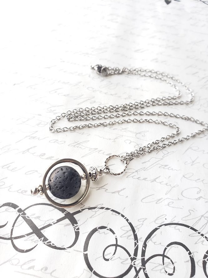 Lava Stone Pendant Necklace in Silver Essential Oil Diffuser | Etsy