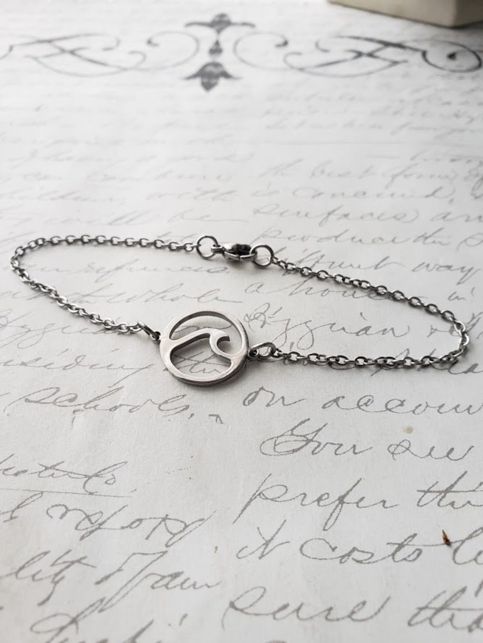 Wave Charm Stainless Steel Bracelet / Anklet - Etsy
