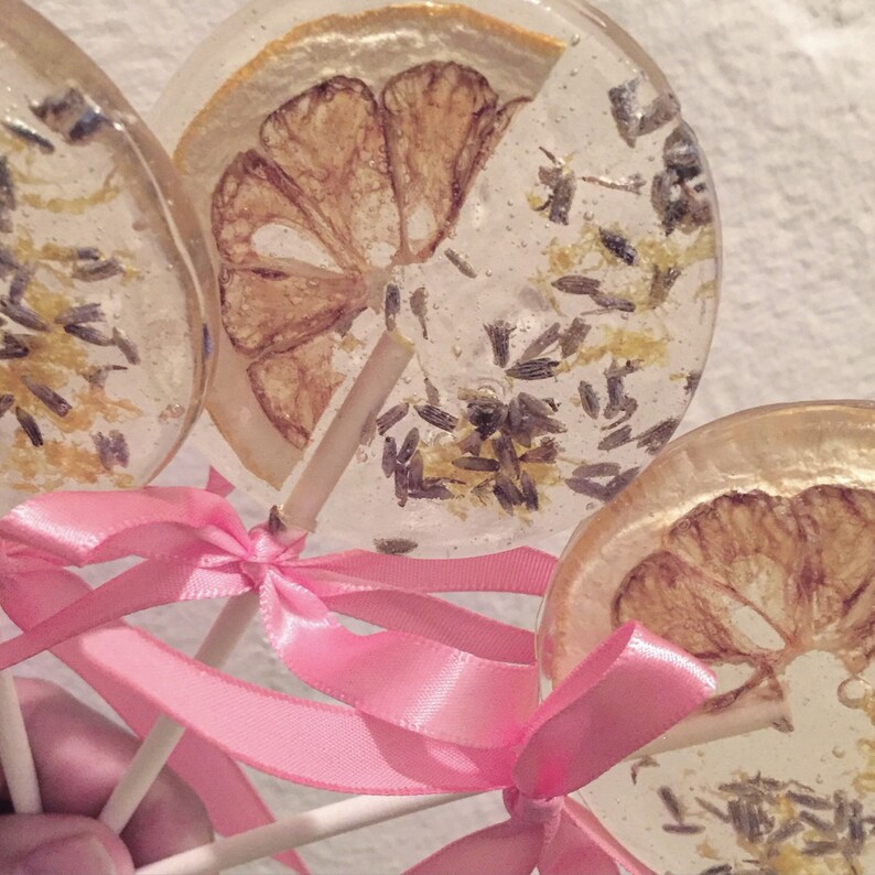3 Natural Lemon and Lavender Lollipops - Etsy