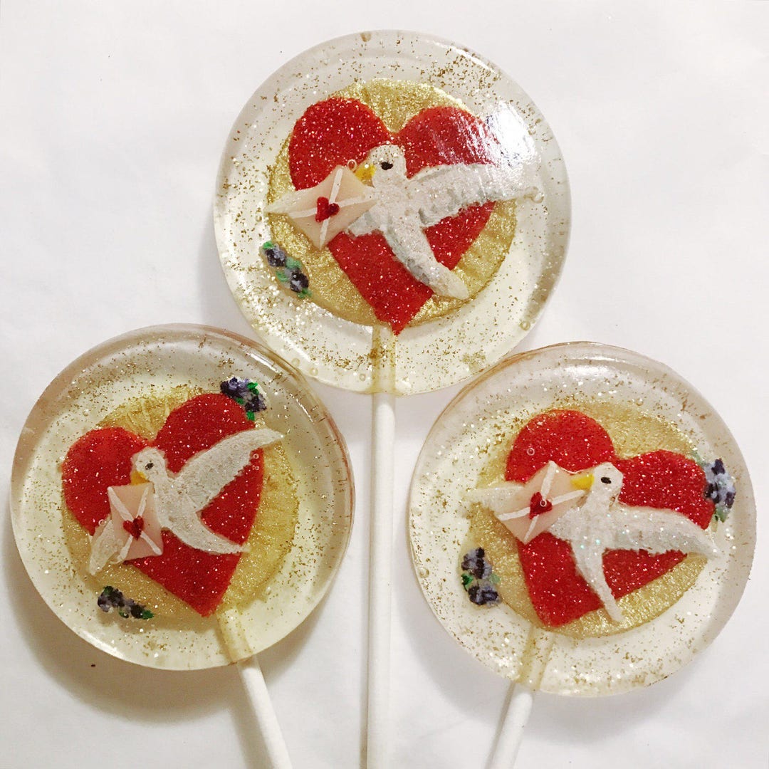3 Victorian Love Bird Valentines Wedding Favors Lollipops - Etsy