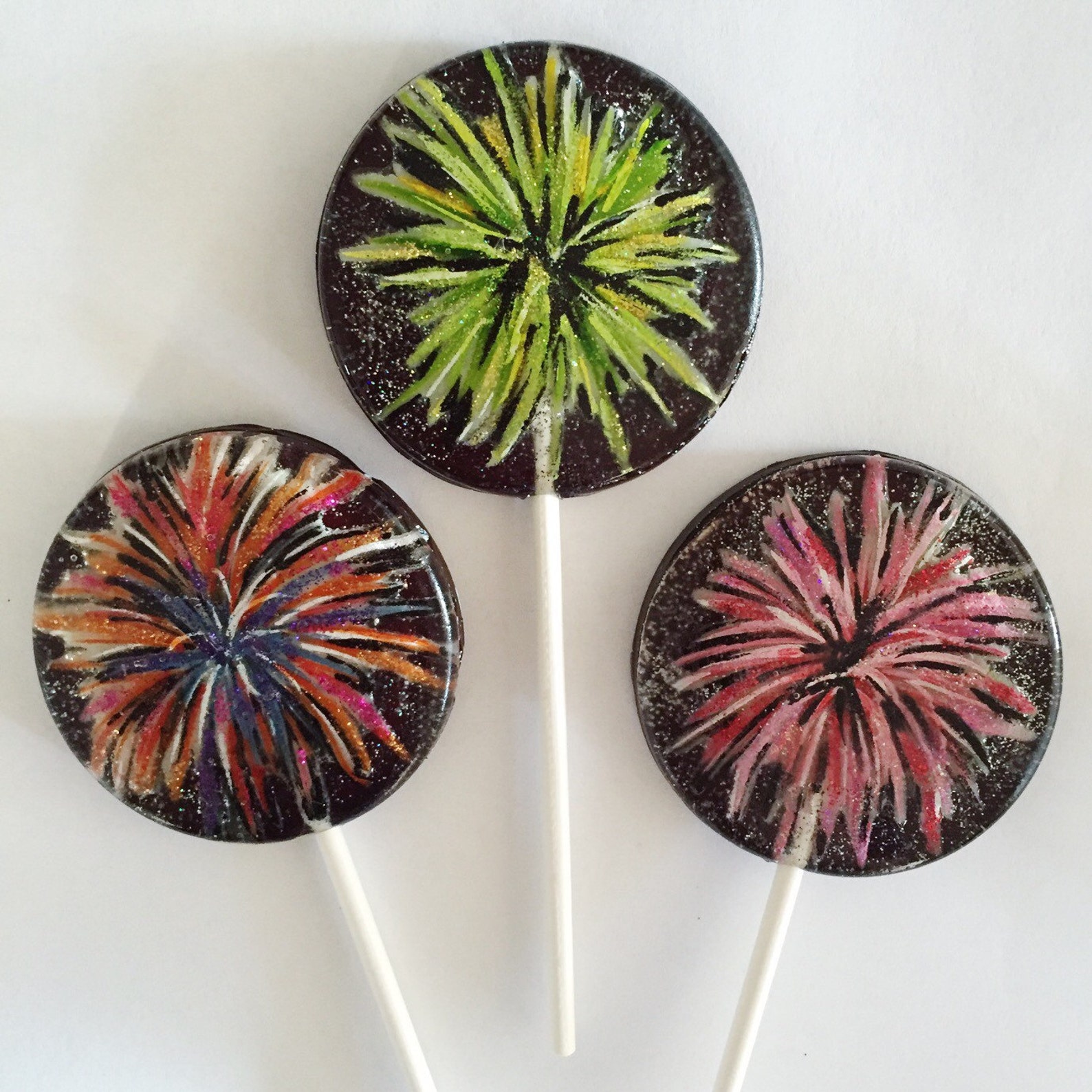 3 Sparkling Fireworks Lollipops | Etsy