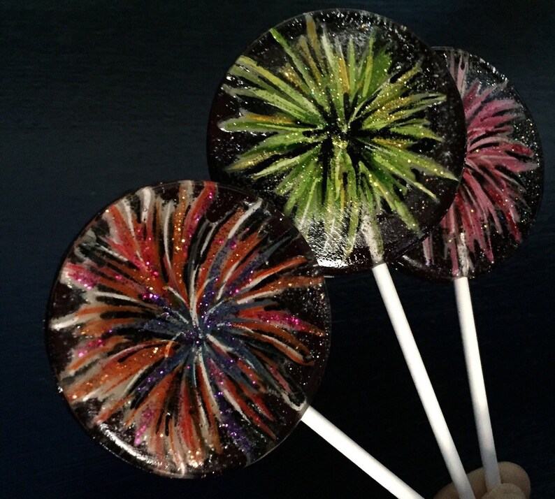 3 Sparkling Fireworks Lollipops - Etsy