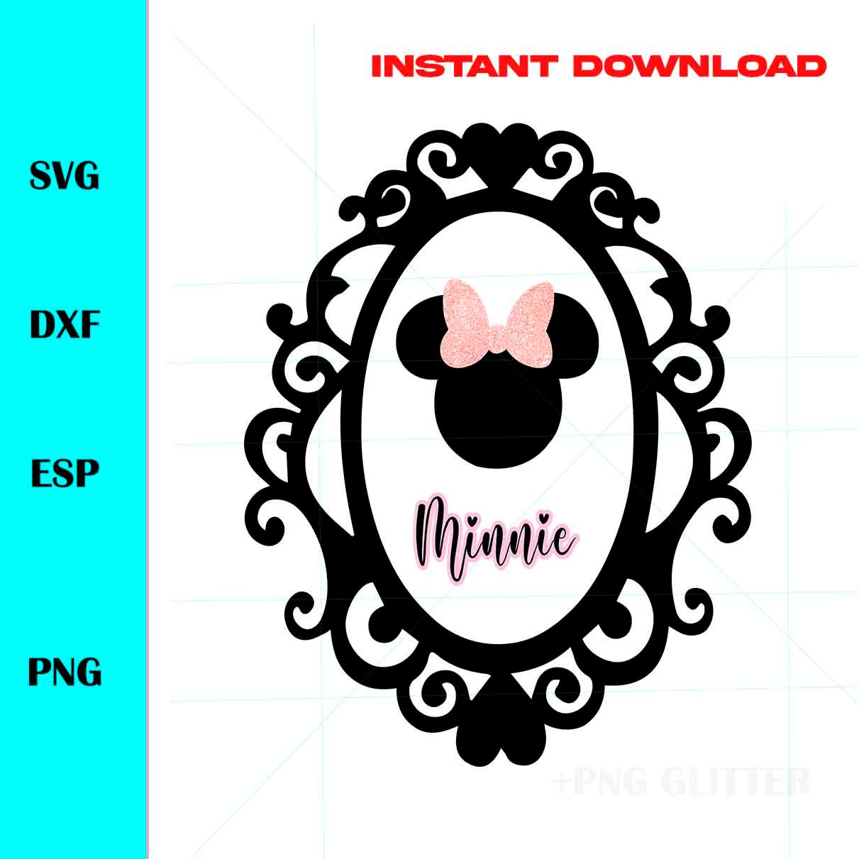 Minnie Mouse Svg , Png Minnie Frame , Minnie Head With Frame , Cricut ...