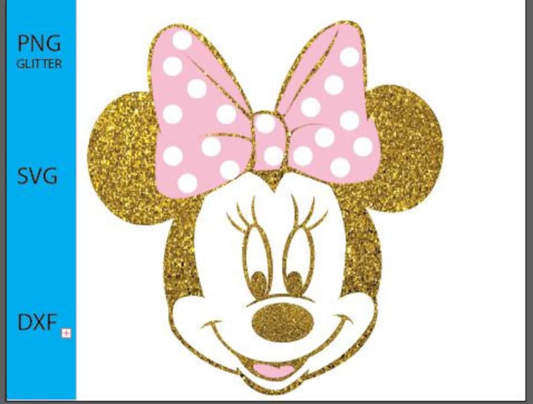 Minnie Mouse Svg, Png Minnie Gold Glitter, Cabeza De Minnie, Cricut Cut ...