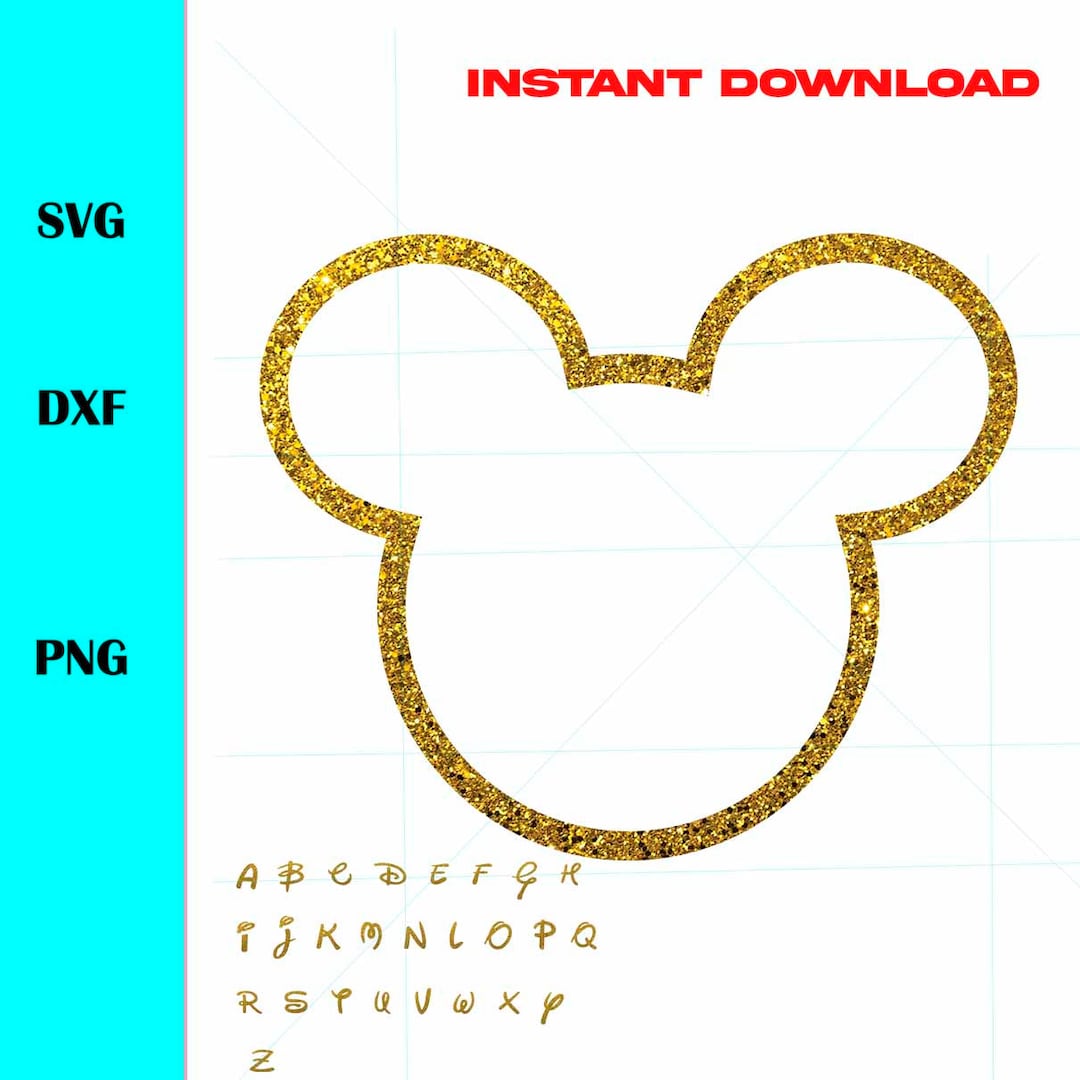 Minnie Gold Svg, Png Minnie Gold Glitter, Cabeza De Minnie, Cricut Cut ...