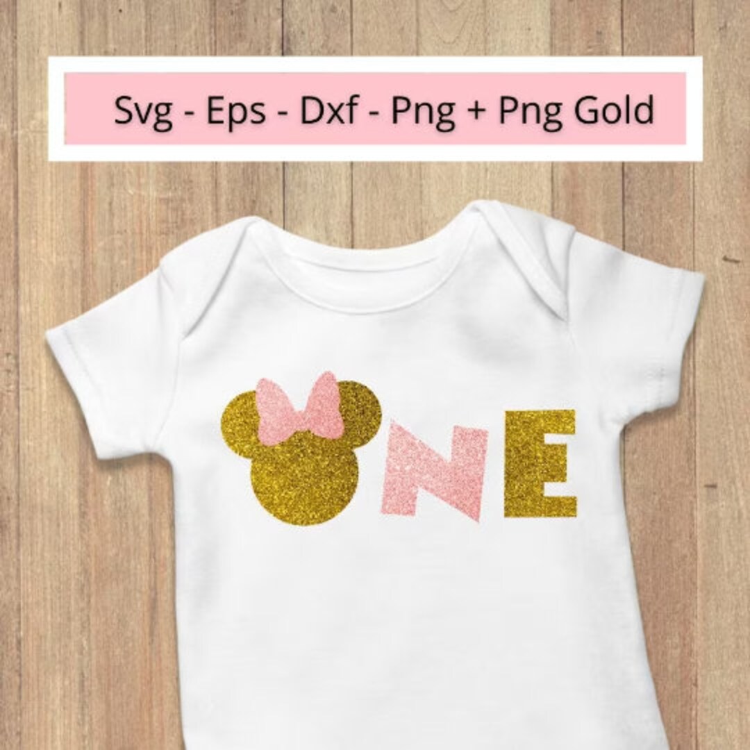 Minnie Mouse One Svg, Png Minnie Gold Glitter, Cabeza De Minnie, Cricut ...