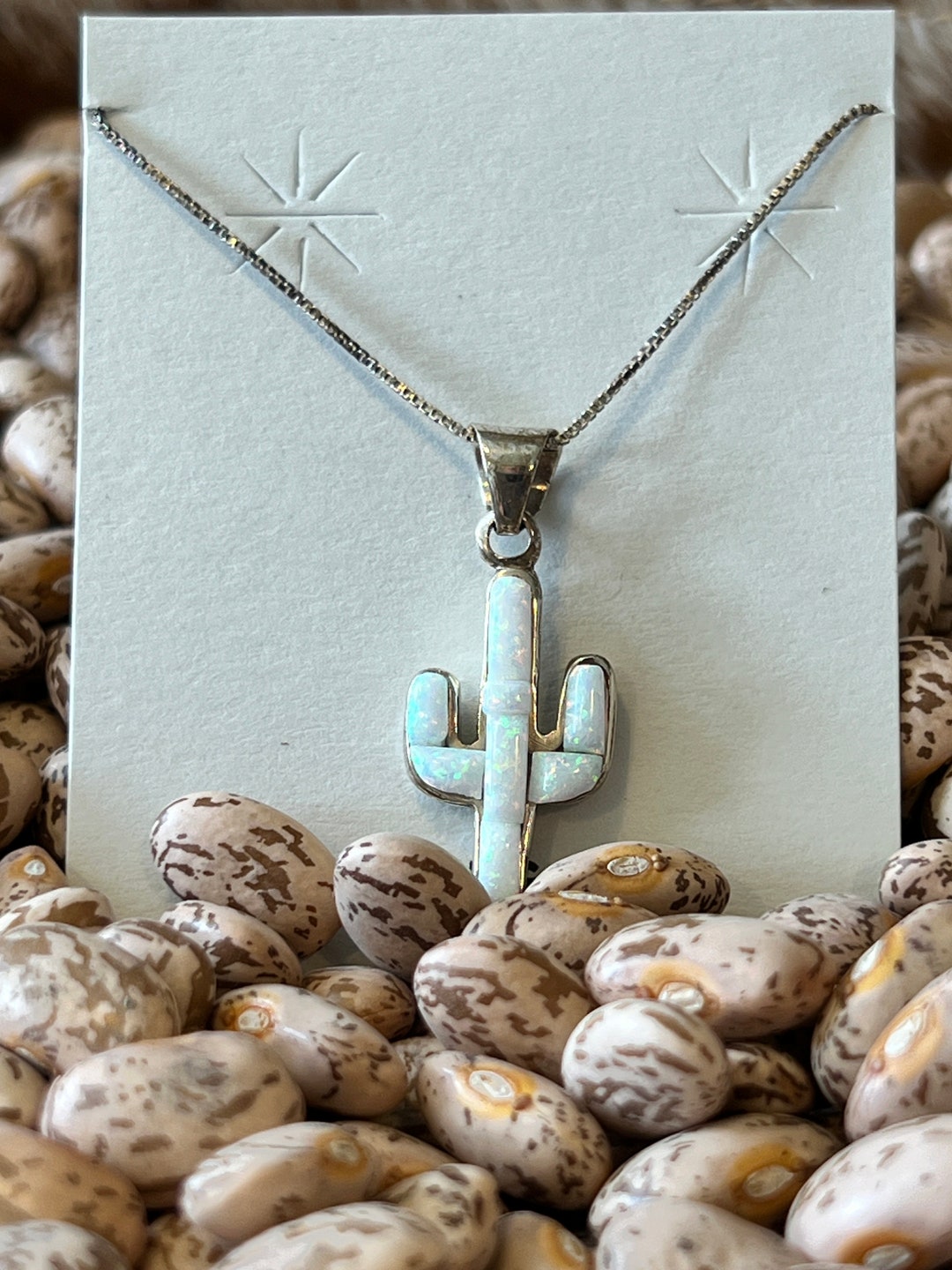 Silver Opal Cactus Necklace, Handmade Silver Opal Cactus Necklace ...