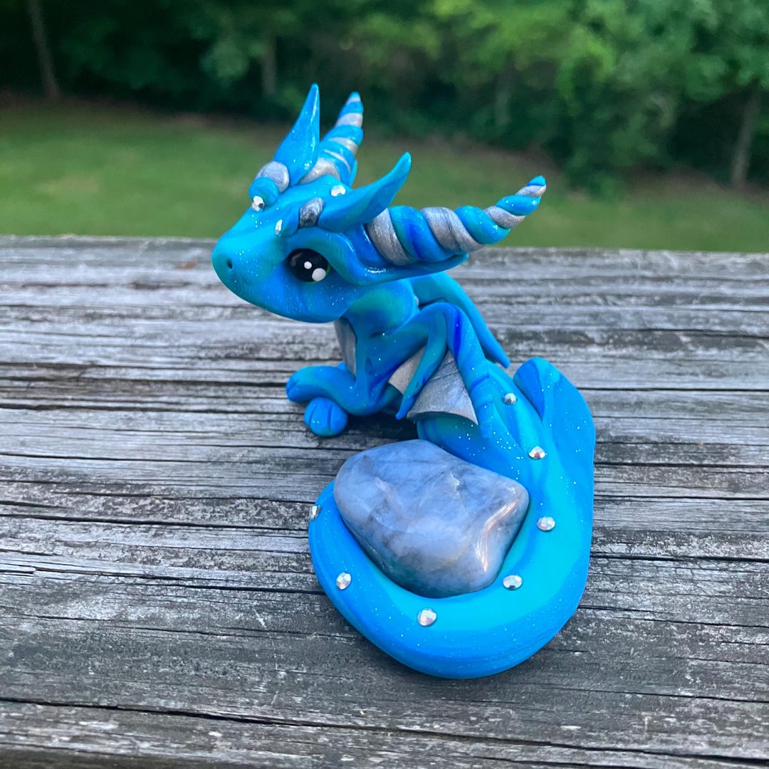 Large Peacock Blue Labradorite Dragon Sculpture - Etsy