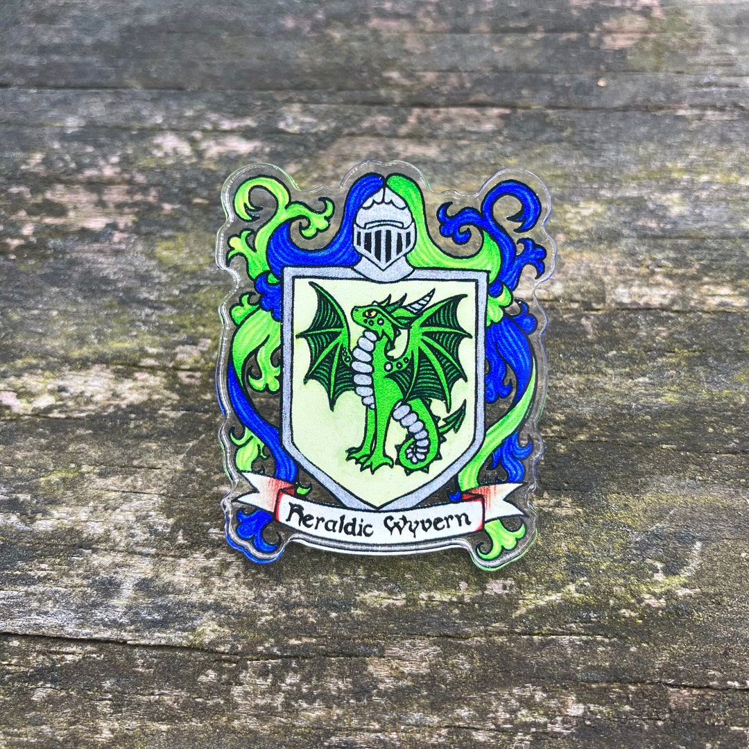 Heraldic Wyvern Acrylic Pin! (dragons of Legend!) - Etsy