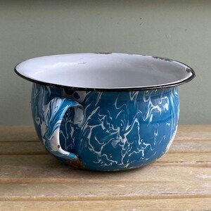 Vintage Enamel Potty Chair Pot, Blue Swirl Enamelware - Etsy