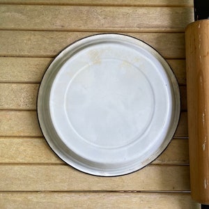 Vintage Enamel Pie Pan With Wood Rolling Pin - Etsy