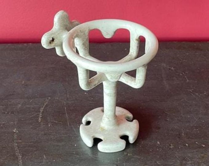 Wall Mount Enameled Cast Iron Toothbrush and Cup Holder, Vintage ...