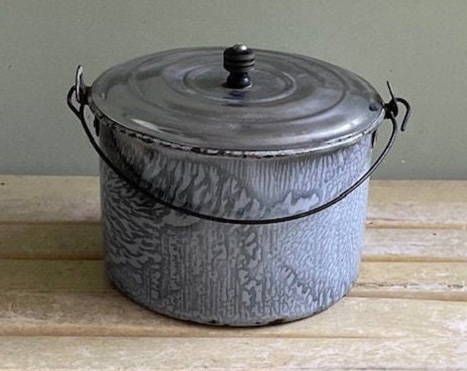 Vintage Gray Graniteware Berry Bucket, Small Graniteware Lunch Pail - Etsy