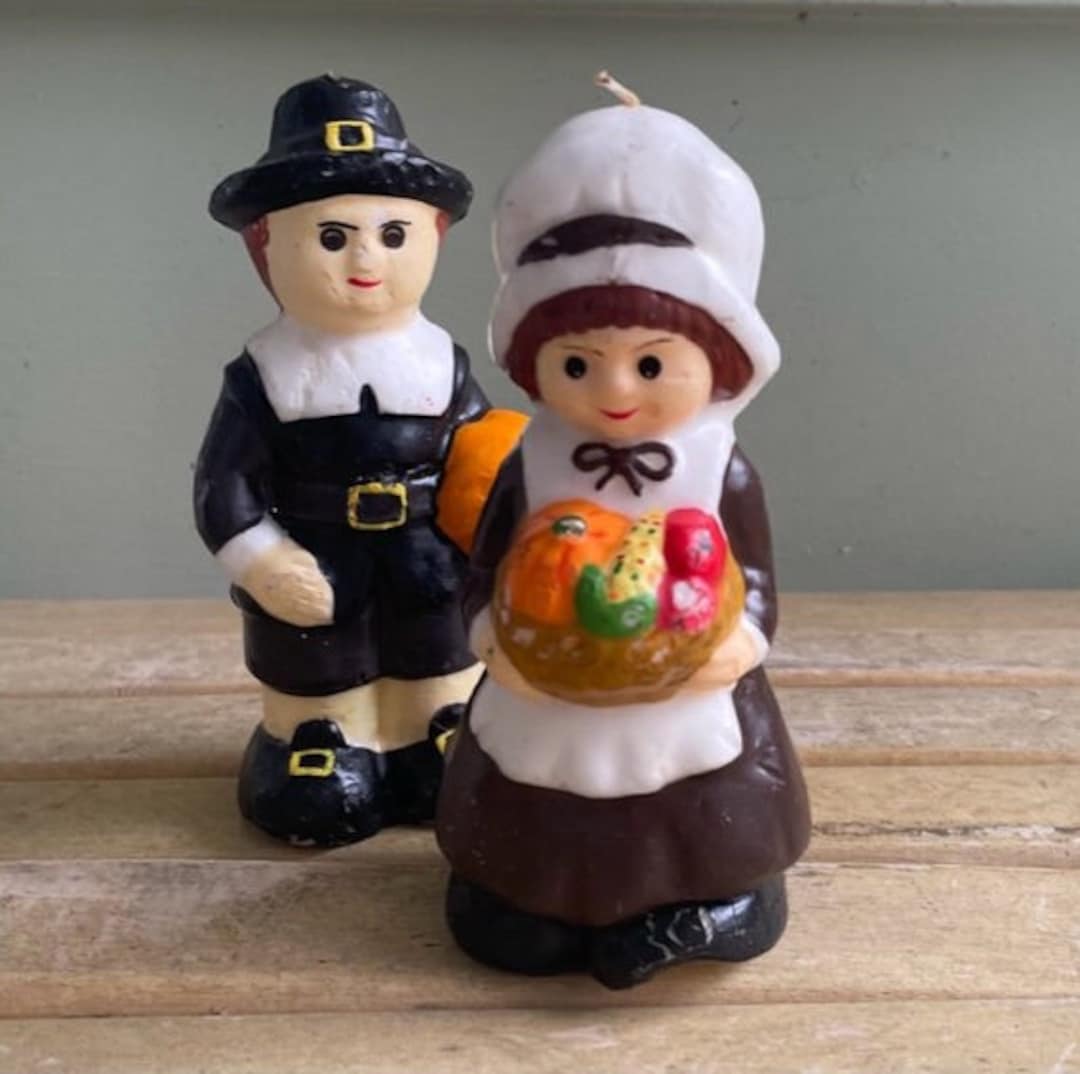 Pair Pilgrim Thanksgiving Candles, Vintage Thanksgiving Decor - Etsy