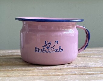 Vintage Enamel Potty Chair Pot, Blue Swirl Enamelware - Etsy