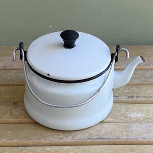 Vintage Small Enamel Tea Pot - Etsy
