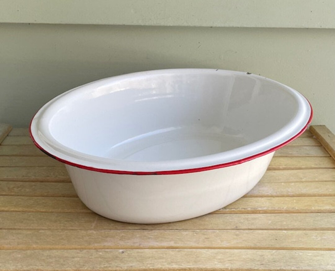 Vintage Oval Enamel Wash Basin, Farmhouse Enamelware - Etsy UK