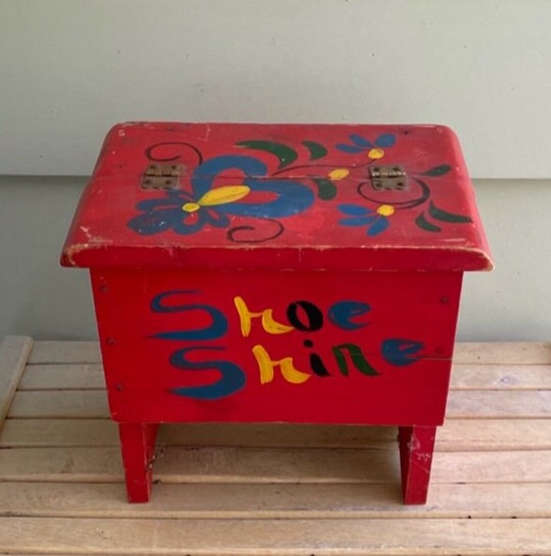 Vintage Shoe Shine Box, Shoe Shine Stool With Storage, - Etsy