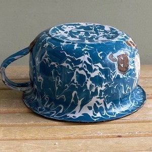 Vintage Enamel Potty Chair Pot, Blue Swirl Enamelware - Etsy