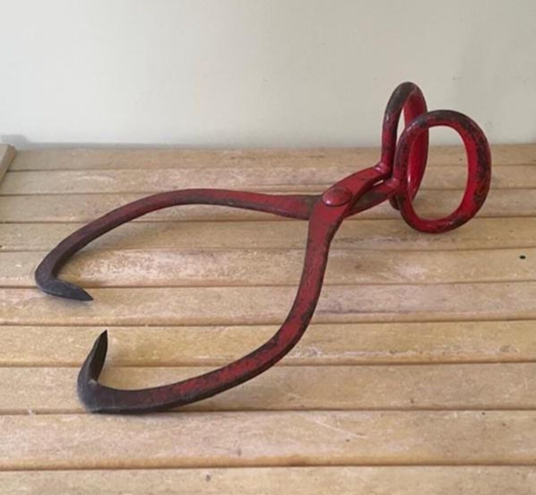 Vintage Iron Ice Block Tongs, Iron Log Grabbers Tongs Painted Red - Etsy