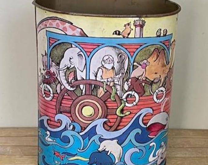 Vintage Noah's Ark Metal Wastebasket, Child's Room Wastebasket - Etsy