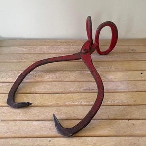 Vintage Iron Ice Block Tongs, Iron Log Grabbers Tongs Painted Red - Etsy