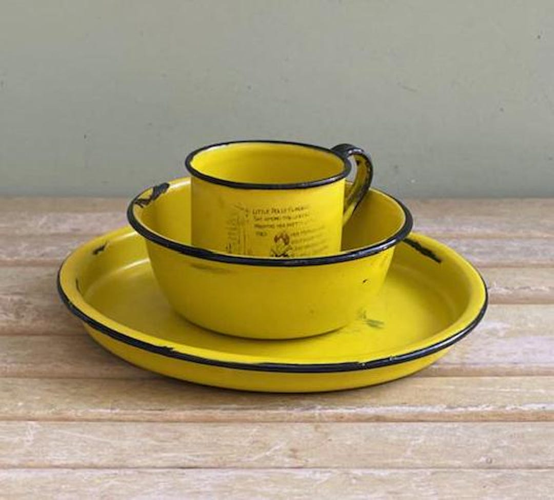 Child Enamel Nursery Rhyme Plate, Bowl and Cup, - Etsy