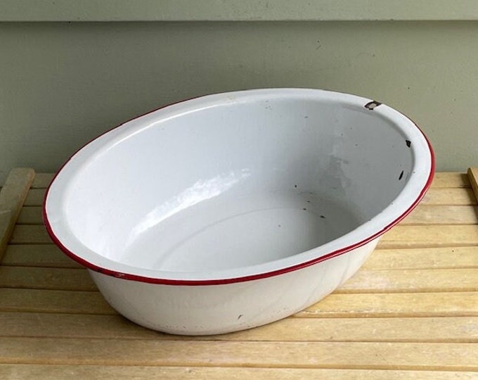 Oval Enamel Wash Basin, Vintage Farmhouse Enamelware - Etsy