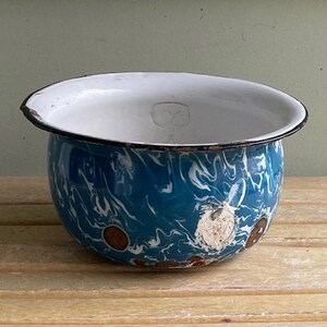 Vintage Enamel Potty Chair Pot, Blue Swirl Enamelware - Etsy