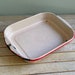 Enamel Cake Pan, Vintage Tan / Beige With Red Trim Enamelware Pan - Etsy