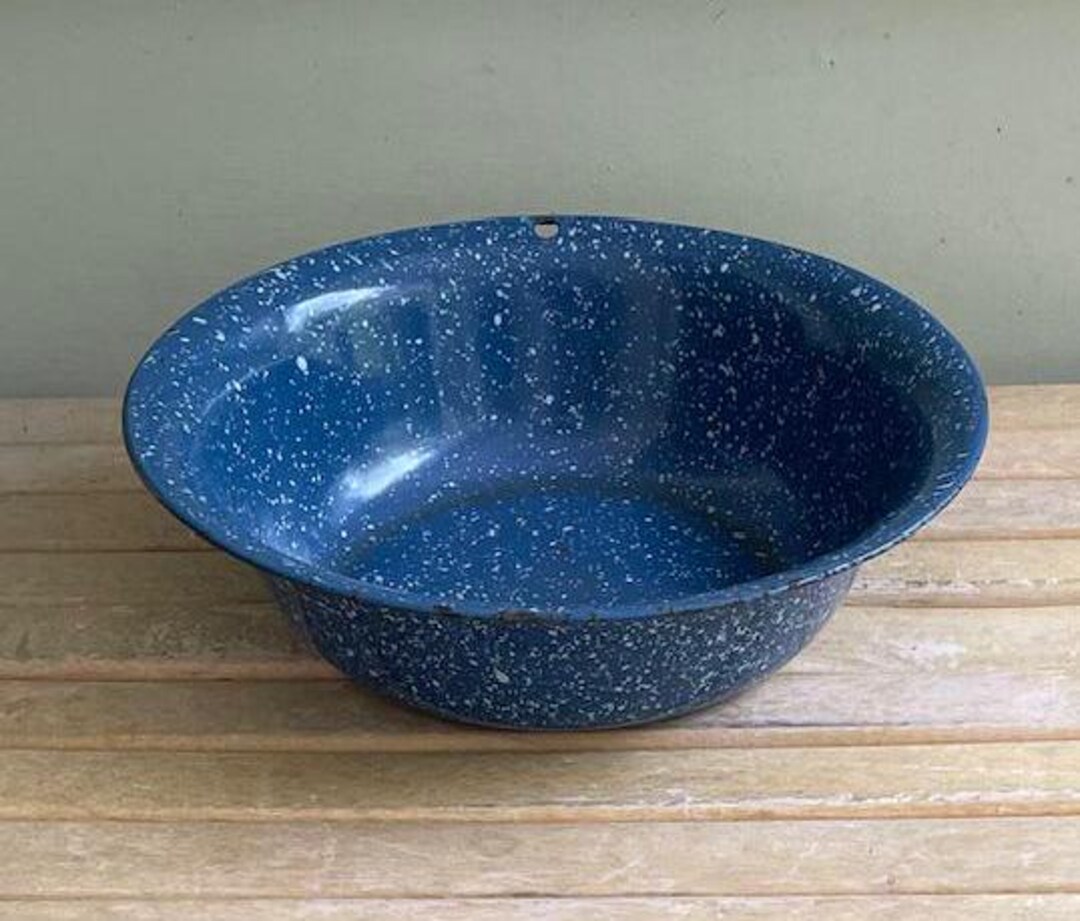 Vintage Blue Speckled Graniteware Wash Basin, Farmhouse Enamelware - Etsy