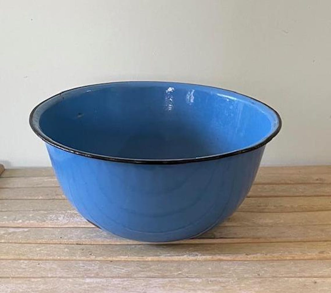 Blue Enamel Mixing Bowl, Enamel Basin, Vintage Enamelware - Etsy