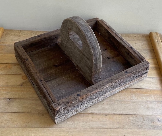 Divided Wood Cubby Box With Handle Vintage Storage - Etsy