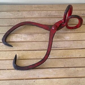 Vintage Iron Ice Block Tongs, Iron Log Grabbers Tongs Painted Red - Etsy