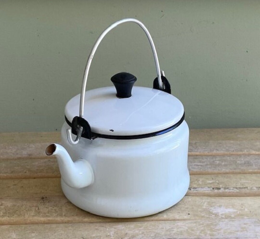 Vintage Small Enamel Tea Pot - Etsy