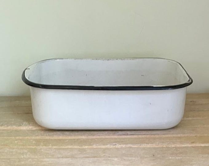 Enamel Kitchen Storage Container, Vintage Refrigerator Storage Pan ...