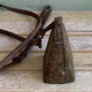 Small Vintage Cow Bell With Leather Strap, Rustic Farm Bell - Etsy