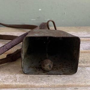 Small Vintage Cow Bell With Leather Strap, Rustic Farm Bell - Etsy