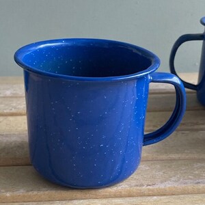 Set of Four Vintage Blue Speckled Enamel Coffee Cups - Etsy