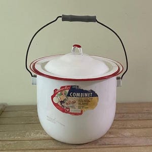 Vintage White Enamel Diaper Pail With Lid, Enamel Columbian Ware ...