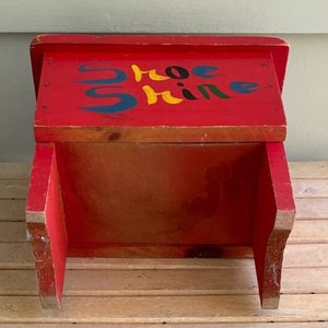 Vintage Shoe Shine Box Shoe Shine Stool With Storage - Etsy