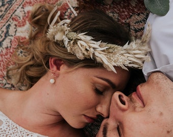 Pax Boho Dried Flower Crown Wedding Headband | Etsy UK