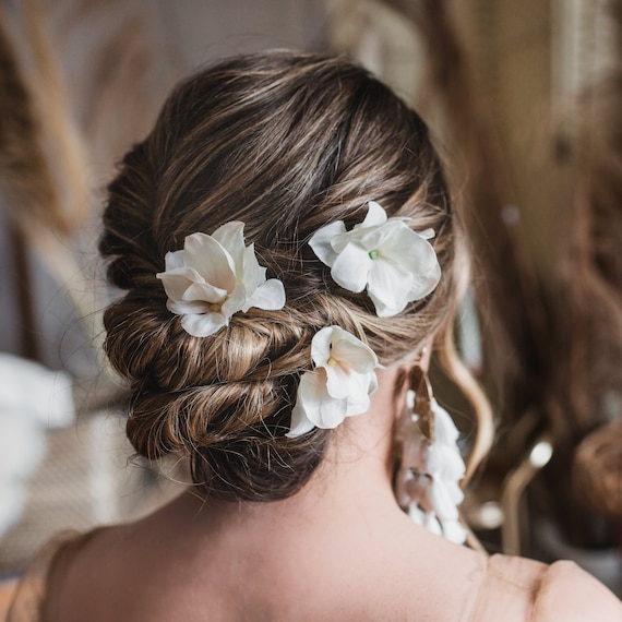 Emilia Hydrangea Wedding Flower Hair Pins - Etsy