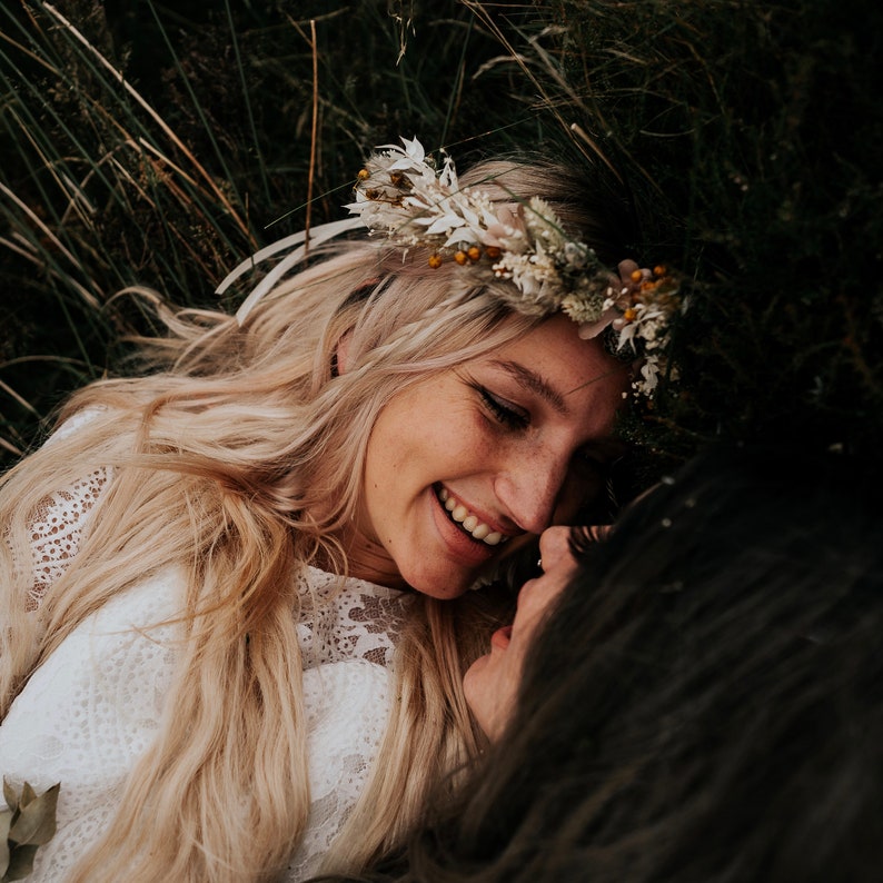 Pax Boho Dried Flower Crown Wedding Headband | Etsy