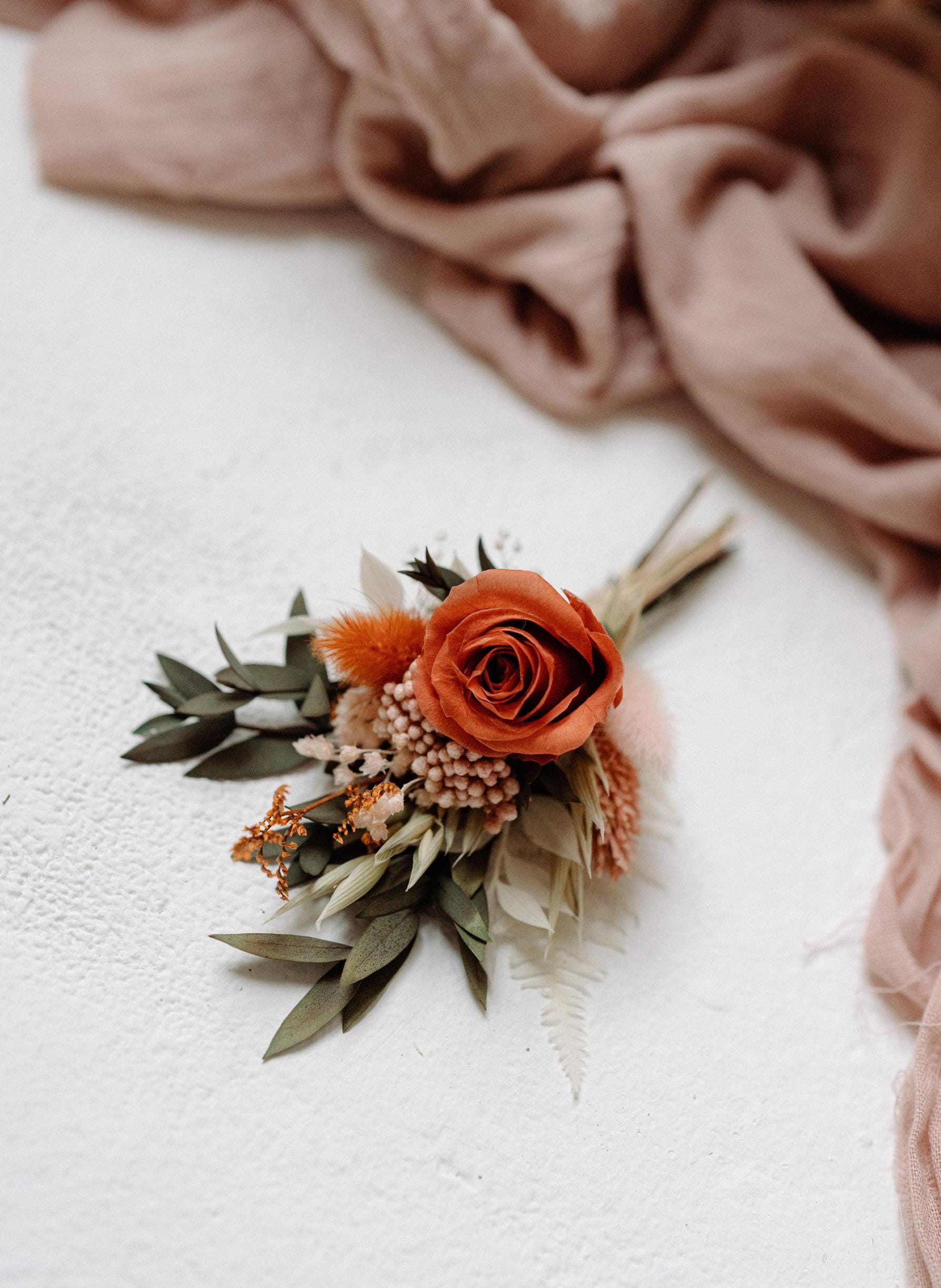 Willow Rust Wedding Dried Flower Buttonhole/ Boutonnière - Etsy