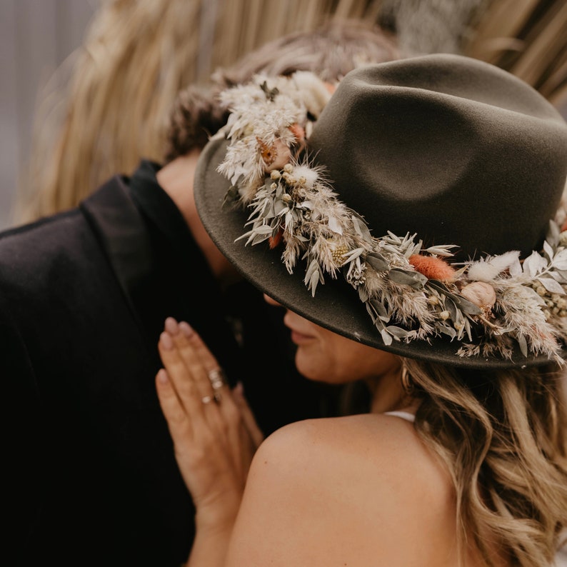 Bea Autumnal Dried Flower Bridal Fedora Wedding Hat - Etsy