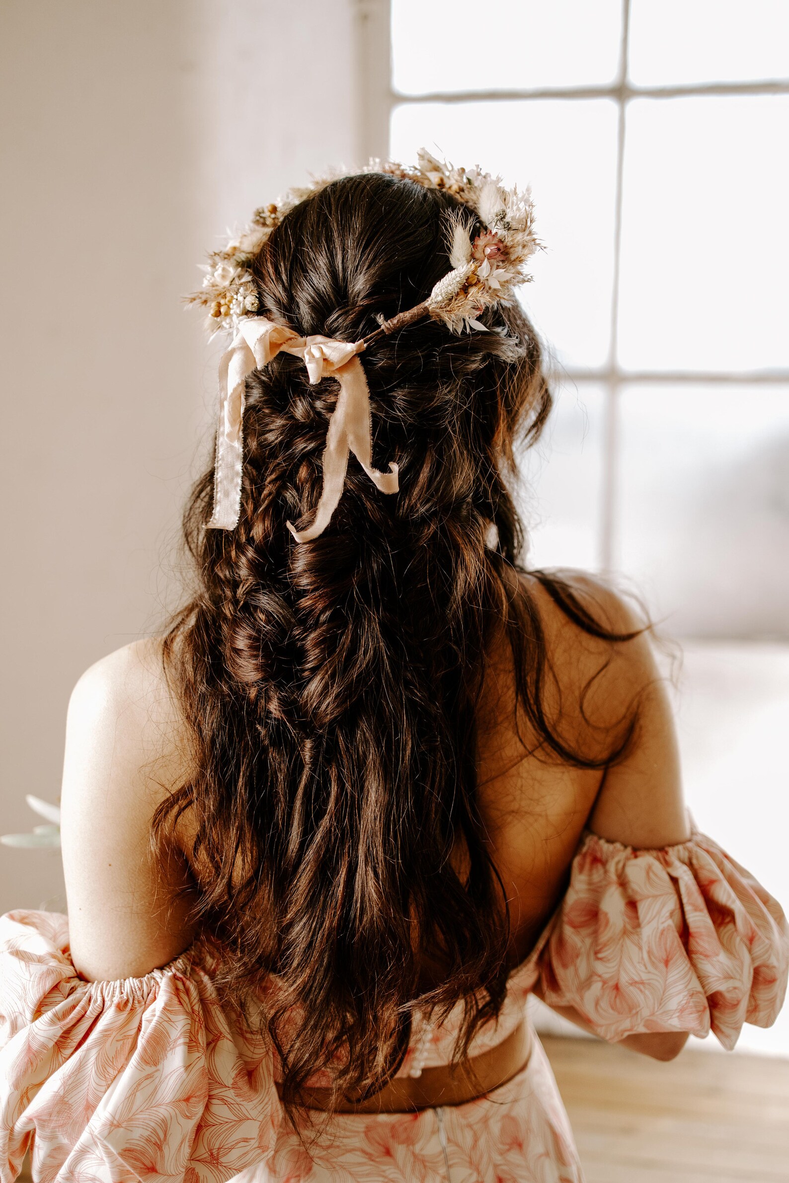 Pax Boho Dried Flower Crown Wedding Headband - Etsy