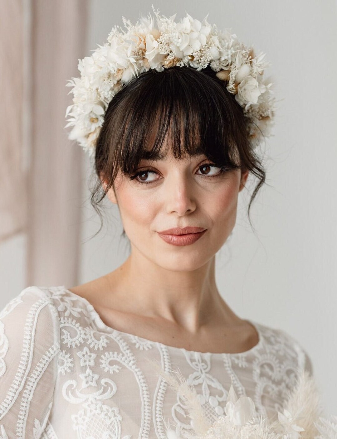 Matilda Ivory Bridal Dried Flower Crown Wedding Headband - Etsy
