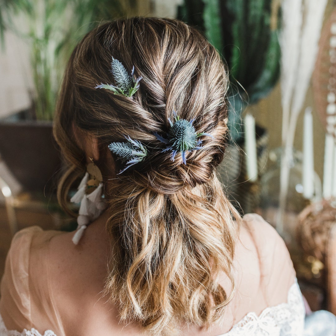 Astrid Sea Holly Thistle Wedding Hair Pin - Etsy