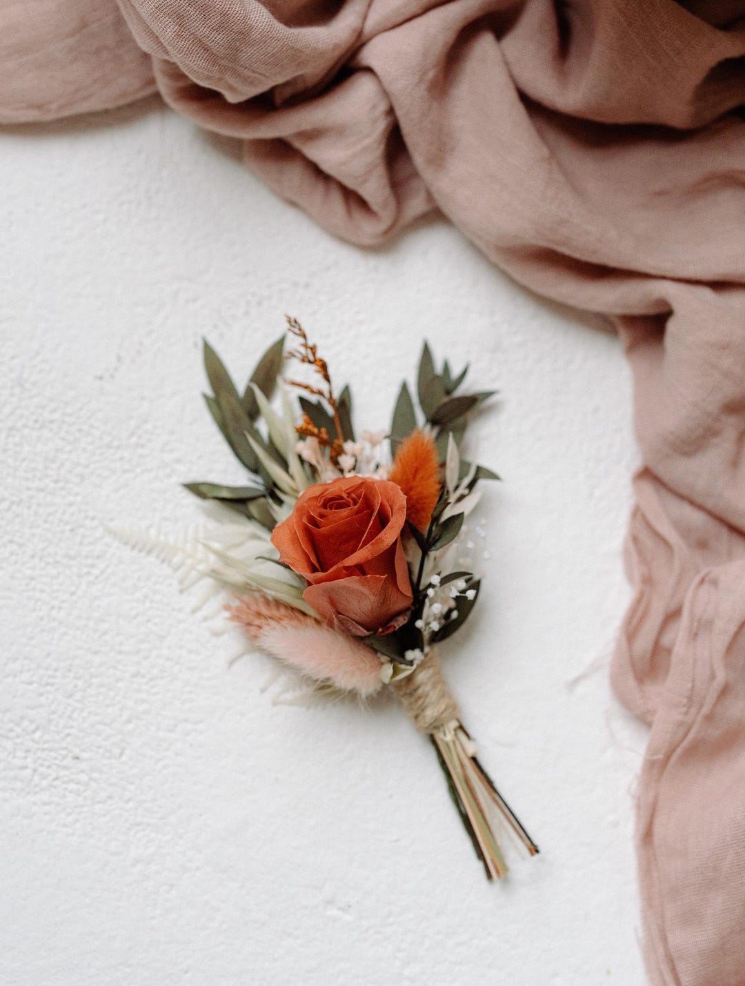 Willow Rust Wedding Dried Flower Buttonhole/ Boutonnière - Etsy